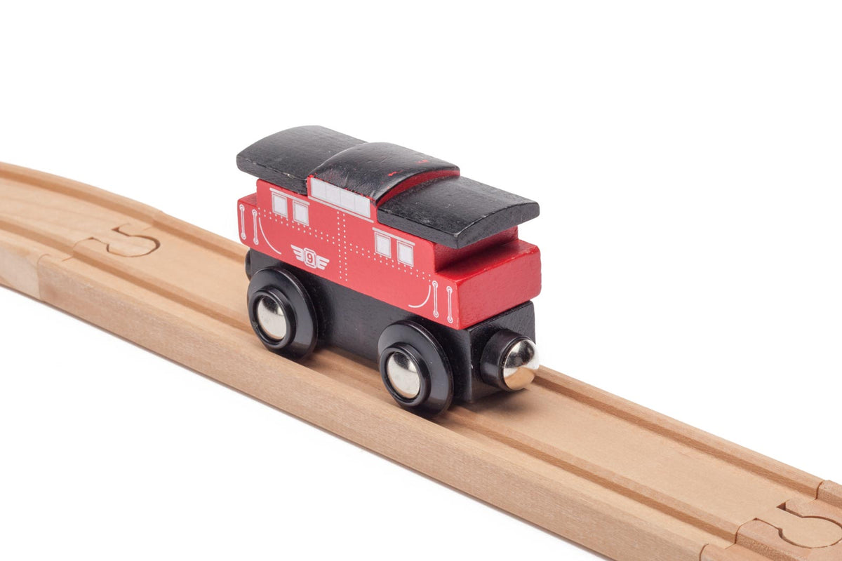 Red Wooden Train Caboose #9 – WoodenTracks
