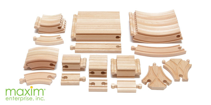 54 Piece Wooden Train Track Expansion Set – WoodenTracks