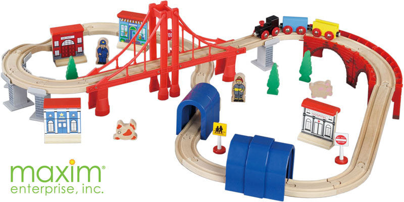 Bridge & Tunnel Wooden Train Set – WoodenTracks
